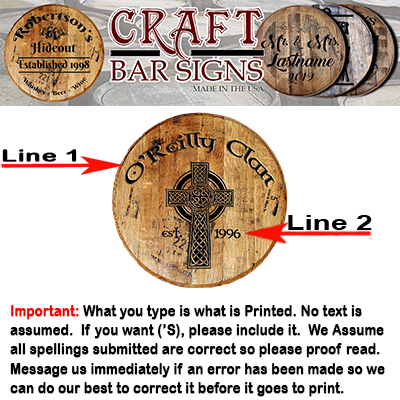 Craft Bar Signs | Celtic Cross Family Name Personalized Irish Bar Sign