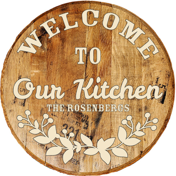 Craft Bar Signs | Our Kitchen Welcome Personalized Rustic Kitchen Sign